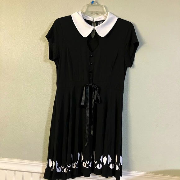 Killstar | Dresses | Killstar Gothic Dark Black White Midi Dress Cat ...